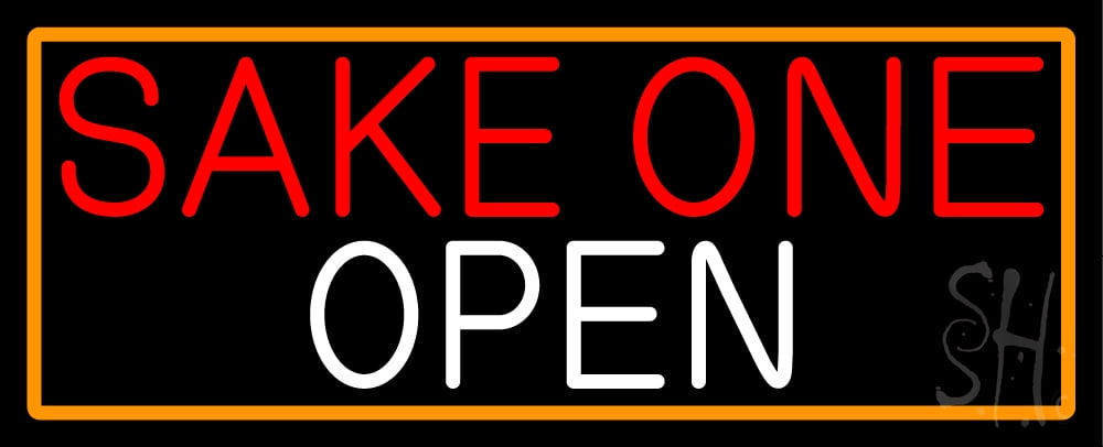 Sake One Open With Orange Border LED Neon Sign 10 x 24 - inches, Clear ...