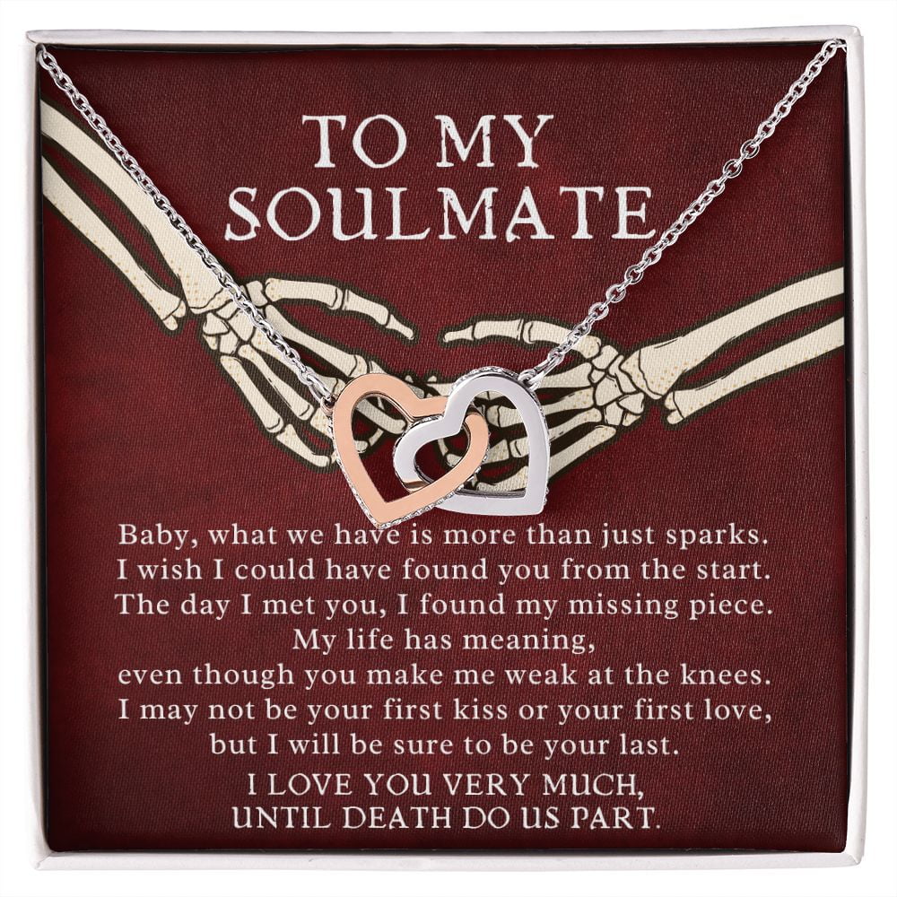 Till Death Do Us Part Skeleton Holding Hands Double Heart Pendant ...