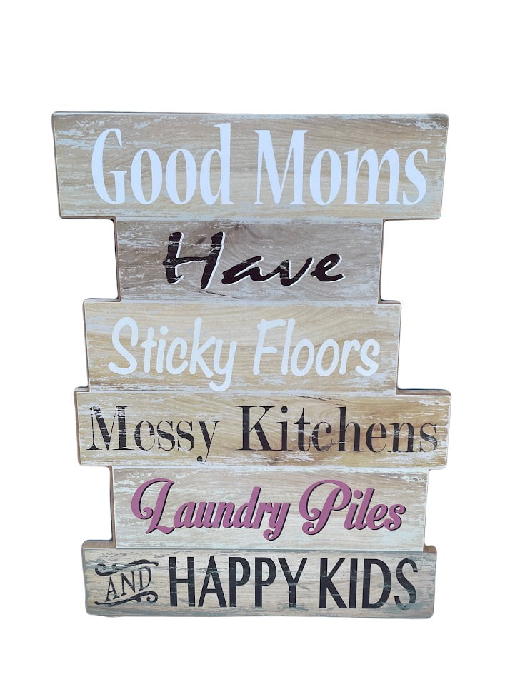 Good Moms and Happy kids Sign - Wooden Sign For Mom and Children ...