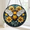 Bee and Honeycomb Window Suncatcher, Faux Glass Inspired Floral Decor ...
