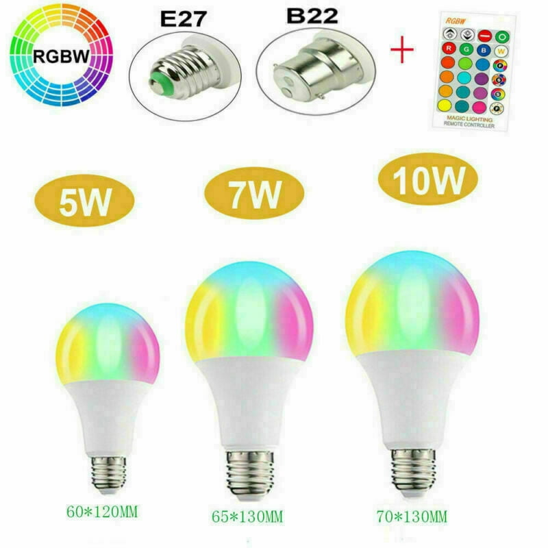 RGB LED Light Bulbs, 16 Color Changing Light Bulbs with Remote ...