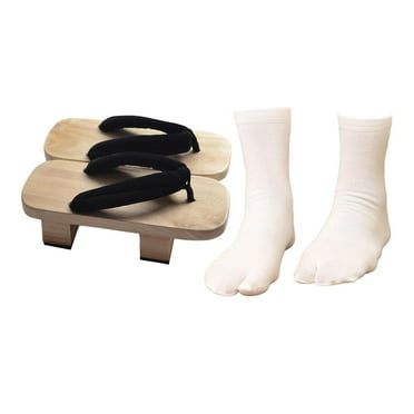 Panda Superstore Japanese Style Wooden Clogs Womens Blue & White ...