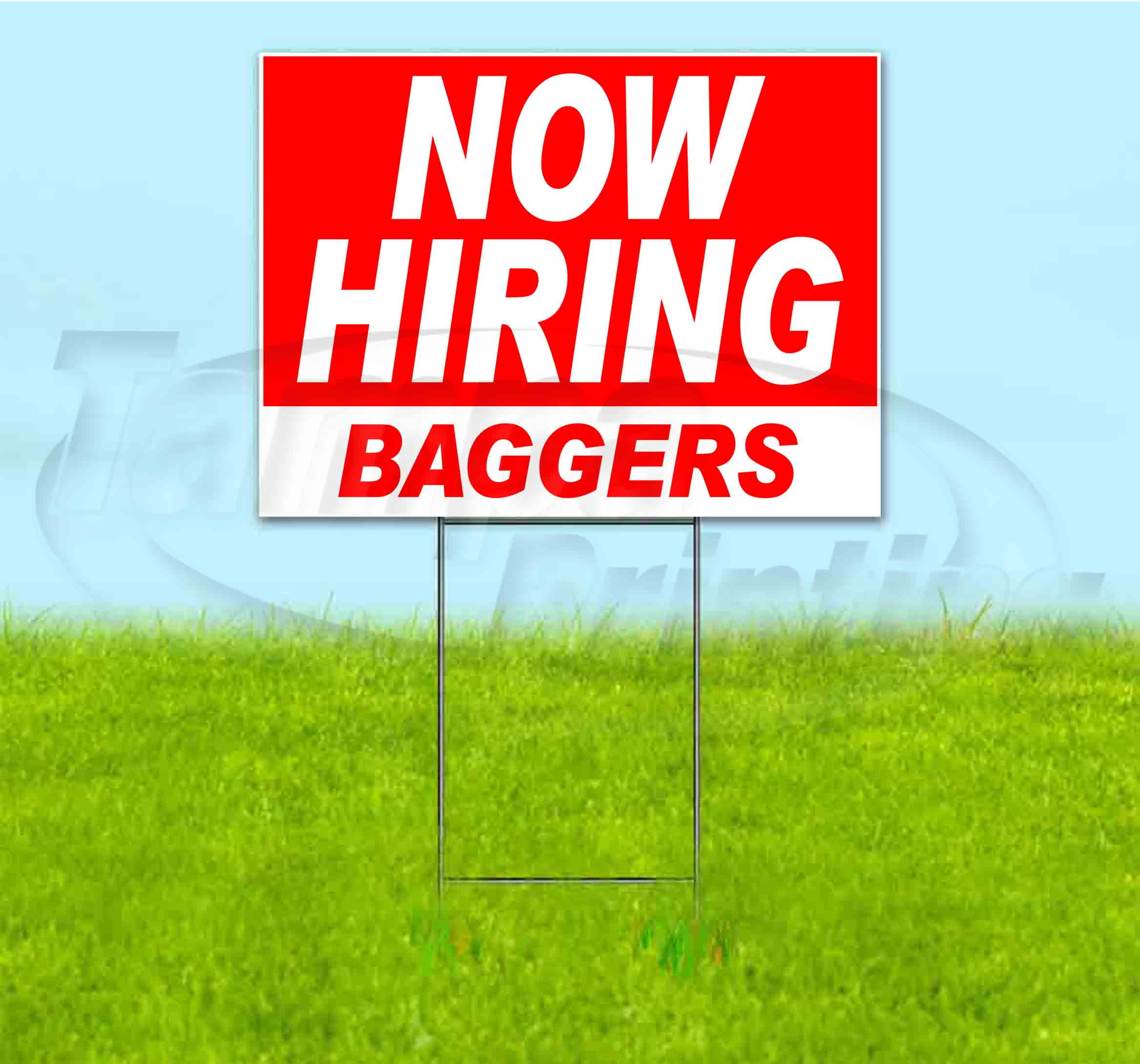 Now Hiring Baggers (18" x 24") Yard Sign, Includes Metal Step Stake ...