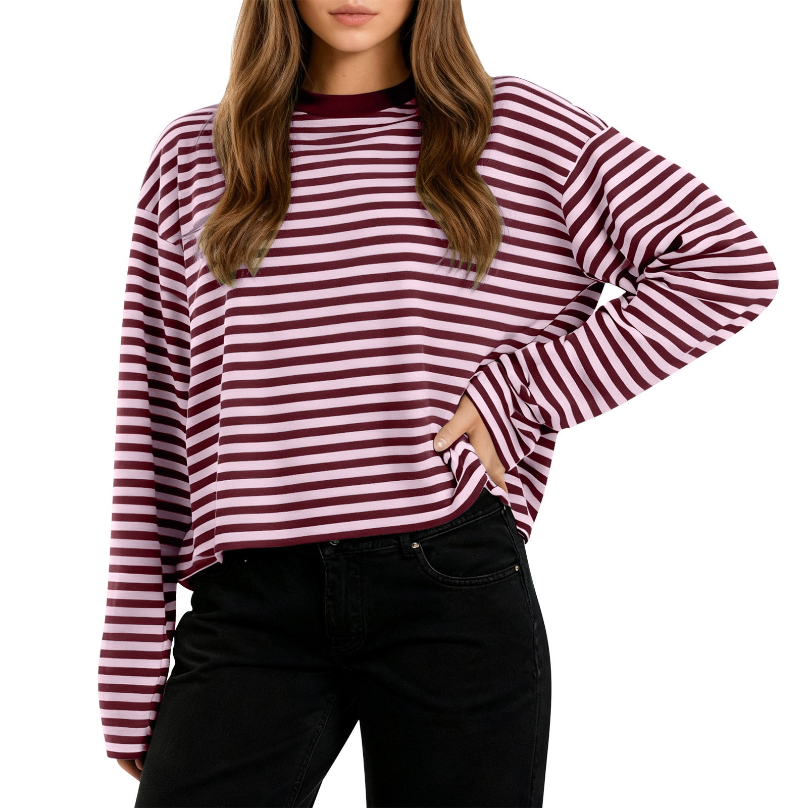 Click here for Abatab Womens Striped Pullover Crewneck Long Sleev... prices