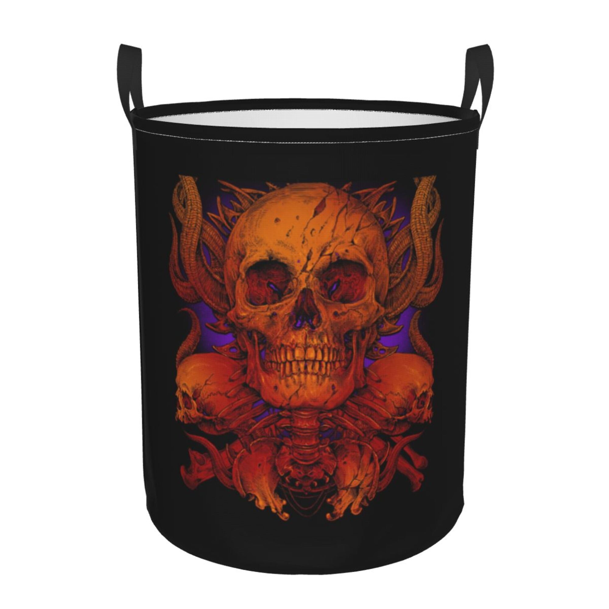 DouZhe Waterproof Collapsible Large Laundry Baskets, Magic Scary Skull ...