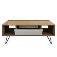 Mistico 47" Metal Wood Rectangle Coffee Table, Walnut & White - Walmart.com