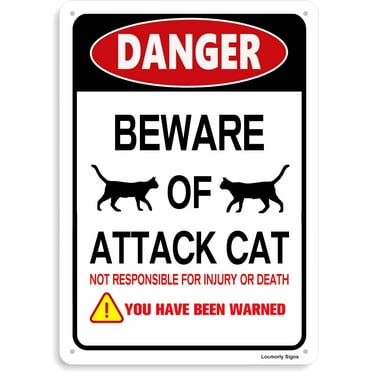 Beware of Cat Sign, Funny Attack Cat Sign, - Walmart.com