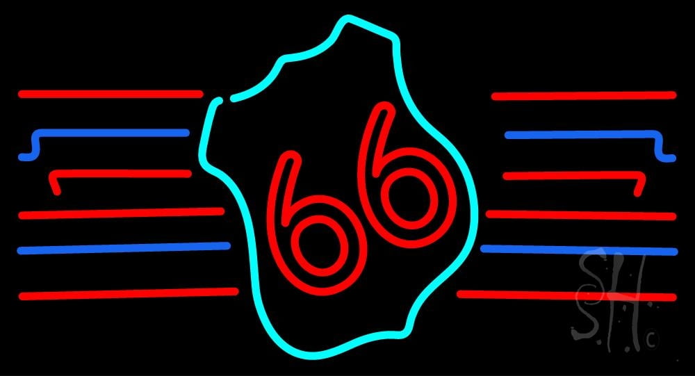 Red 66 Route LED Neon Sign 20 x 37 - inches, Black Square Cut Acrylic ...