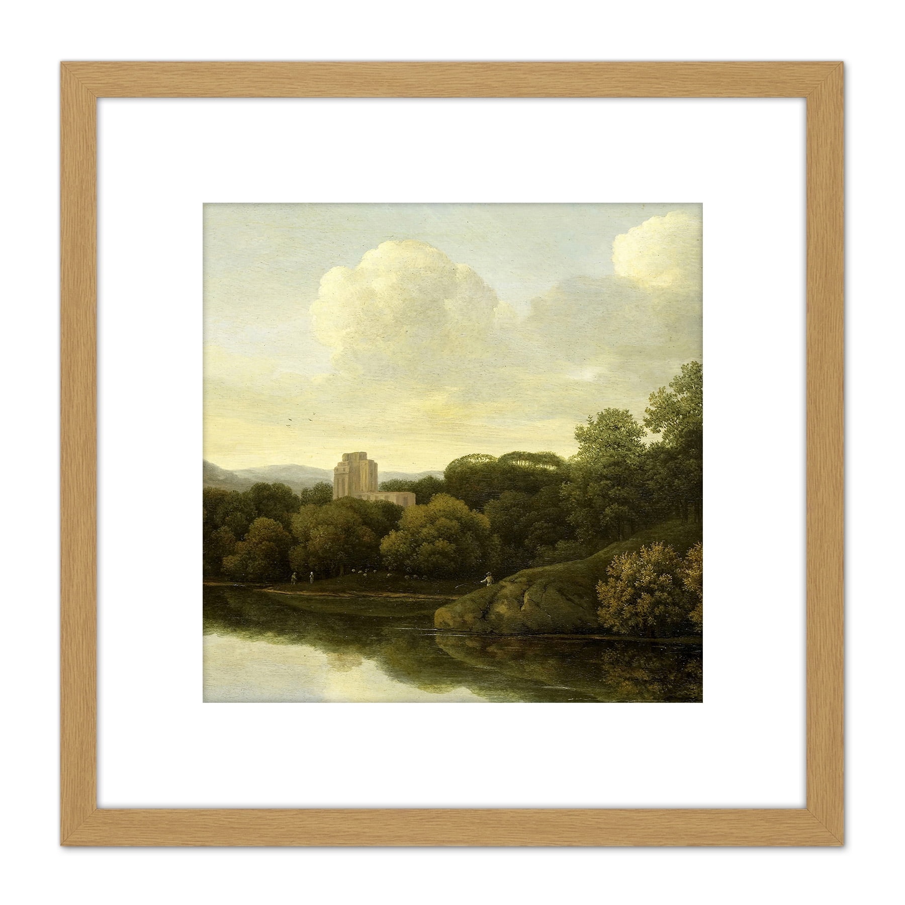 De Lagoor Wooded Landscape River 8X8 Inch Square Wooden Framed Wall Art ...