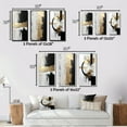 Designart "Horizontal Dimensions Gold and Black Abstract" Abstract ...