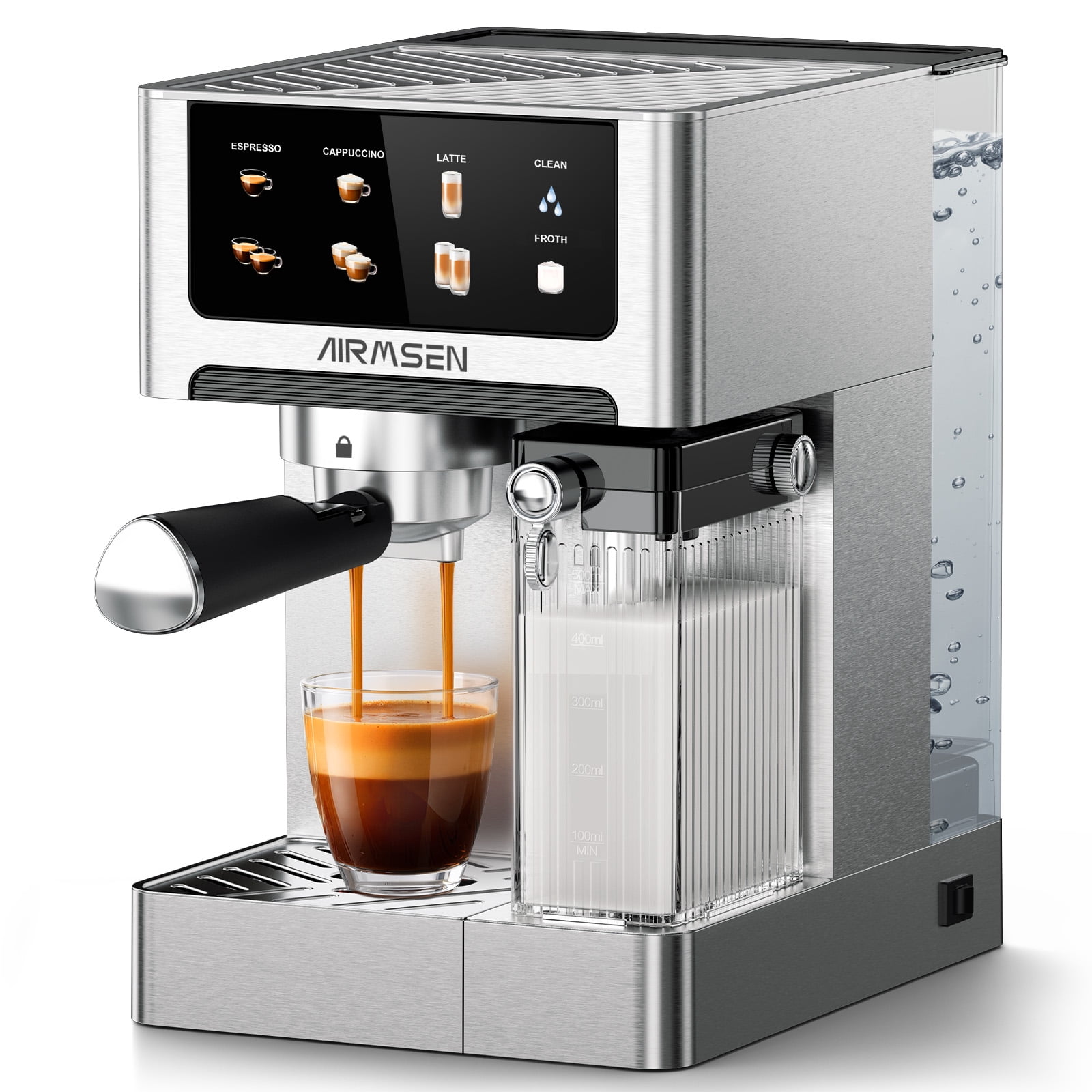 AIRMSEN Espresso Machine with Automatic Milk Frother, 20 Bar Coffee ...