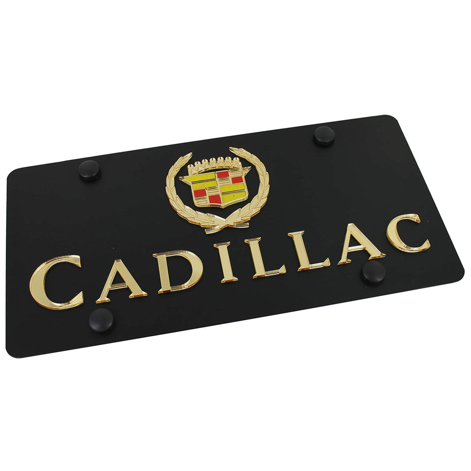 Cadillac Classic Dual Logo License Plate (Gold on Black) - Walmart.com