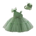 Antinious Girls Skew Collar Sleeveless Round Neck Bow Mesh Dresses ...