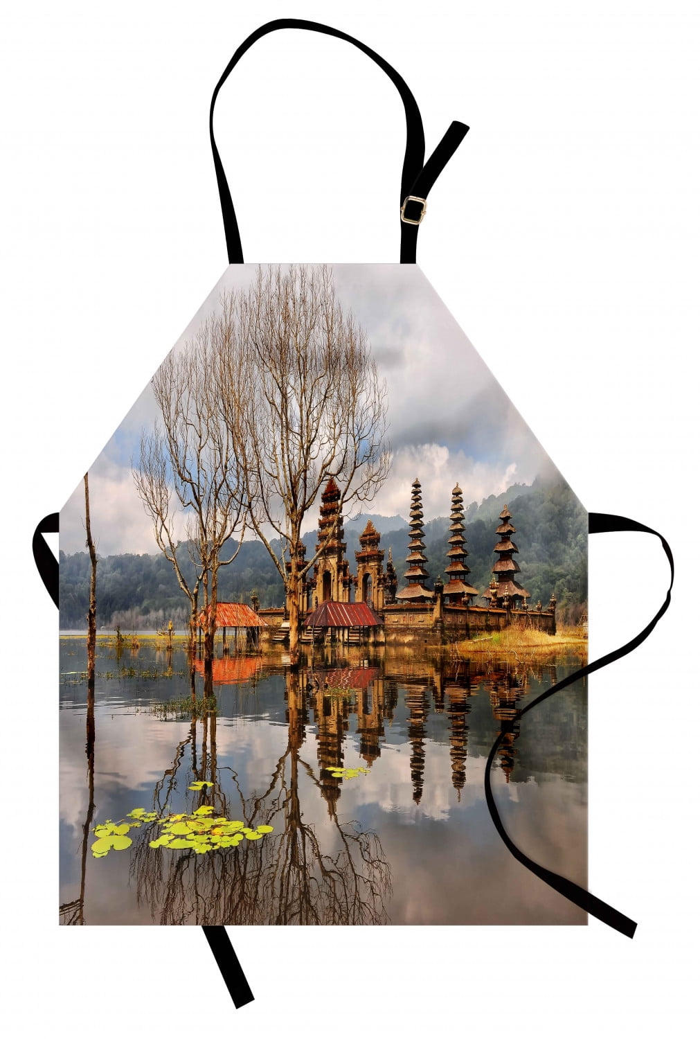 Balinese Apron Forest Trees Temple Cloudy Sky Reflection on Tamblingan ...