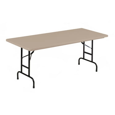 Correll 22-32"H Adjustable Height Melamine Top Folding Table in Medium ...