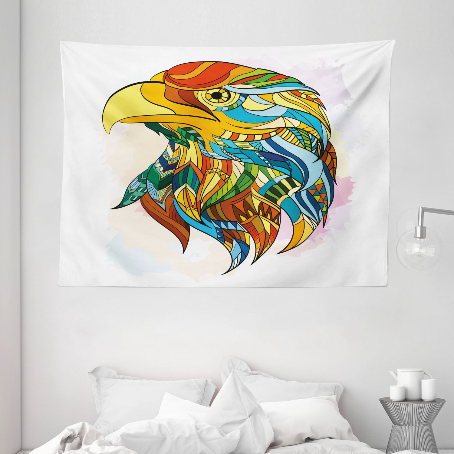 Eagle Tapestry, Ethnic Inspired Bald Eagle Pattern with Oriental Color ...