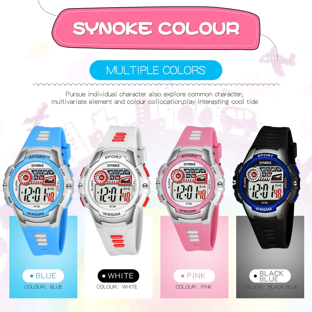 SYNOKE 9738 Child Watch Sport Watch Luminous Alarm Digital Waterproof ...
