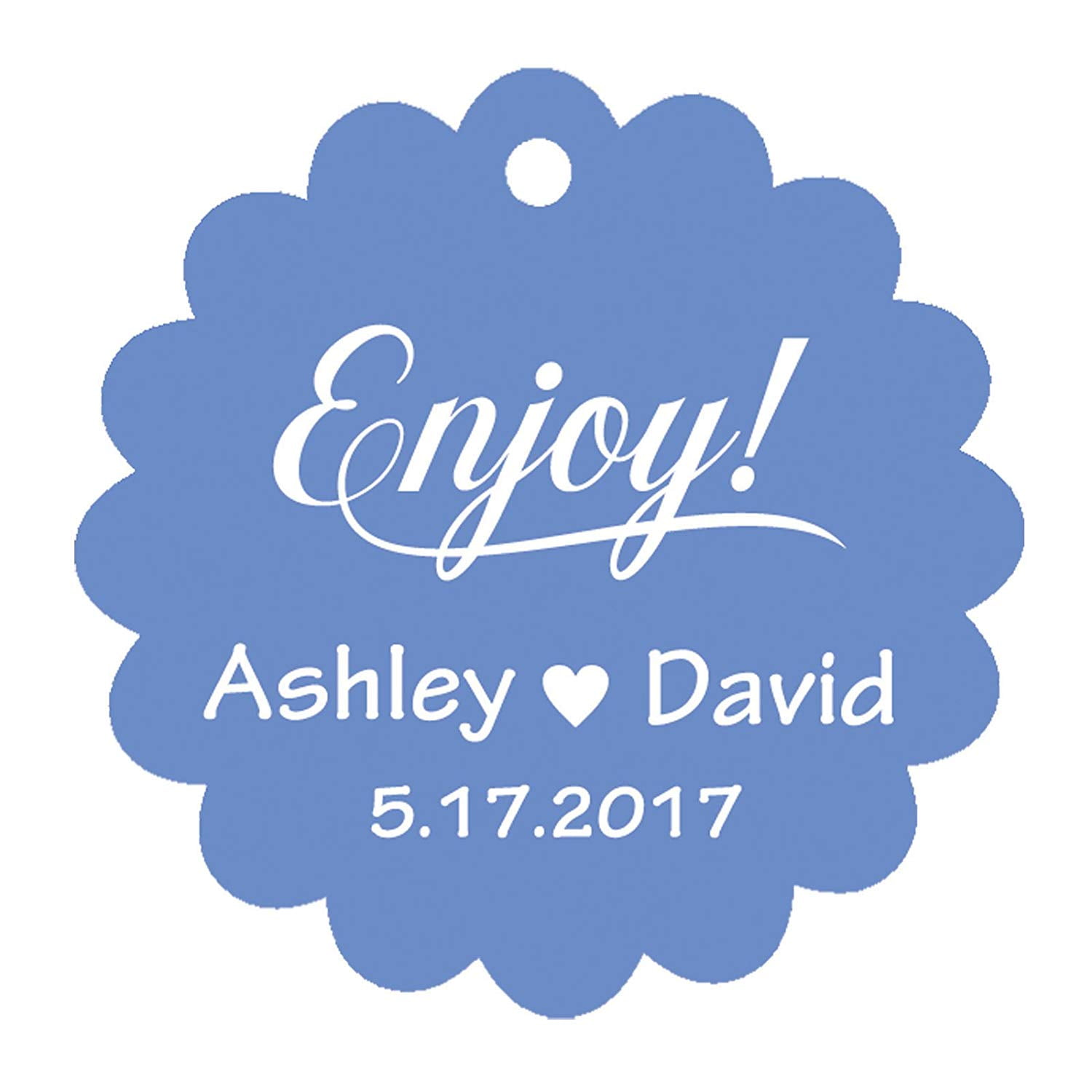 100 PCS Enjoy! Customized Scallop Edges Hang Tags Personalized Wedding ...