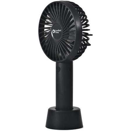 Comfort Zone CZPF402BK 4” 3-Speed Handheld Rechargeable Fan - Lithium ...