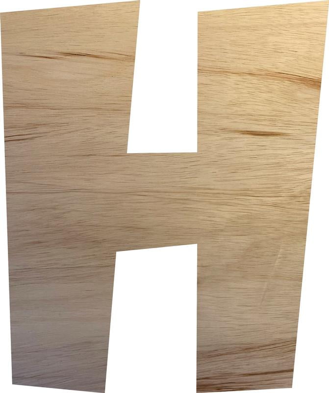Unfinished Wooden Craft H, Wood Letter 20'' Tall Wall Hanging Sign ...
