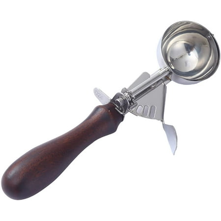 Ice Cream Cookie Scoop Wooden Handle Stainless Steel Scooper with ...