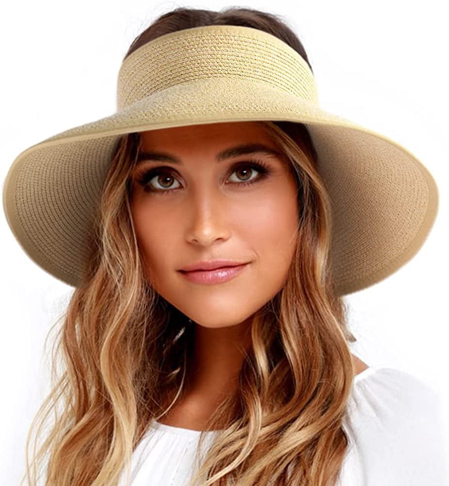 Furtalk Straw Sun Visors For Women Foldable Sun Hat Upf 50 Summer