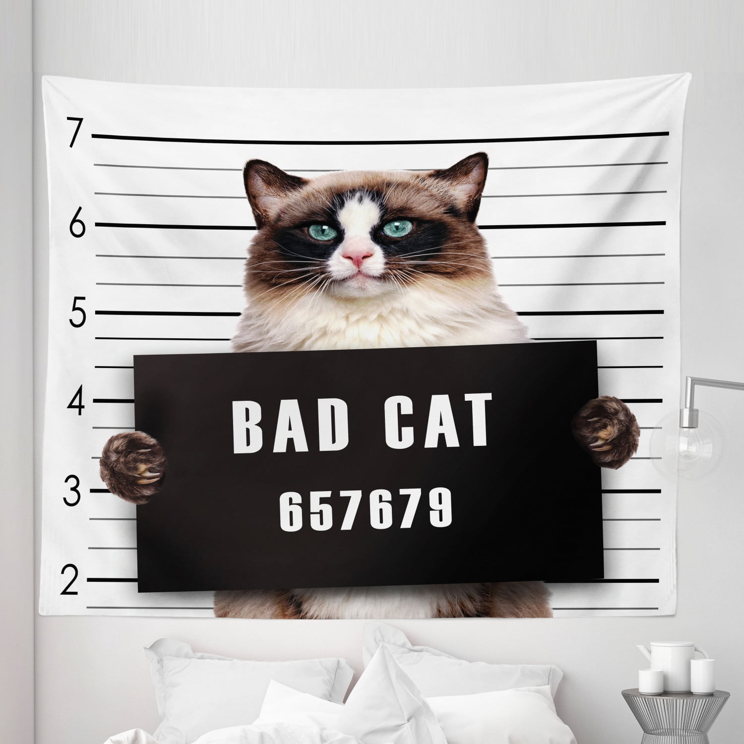 Animal Tapestry, Bad Gang Cat in Jail Kitty Under Arrest Criminal ...