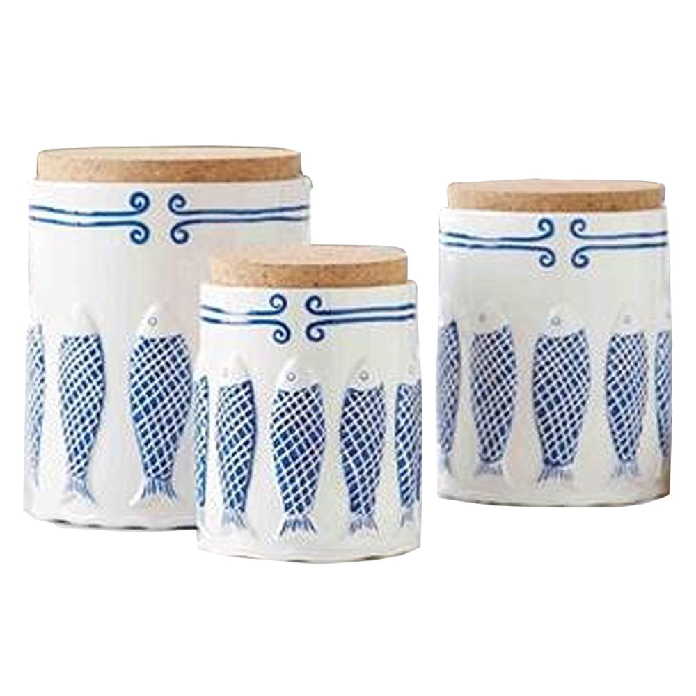 Mud Pie Fish Canister Set, Ceramic, 3-piece - Walmart.com - Walmart.com