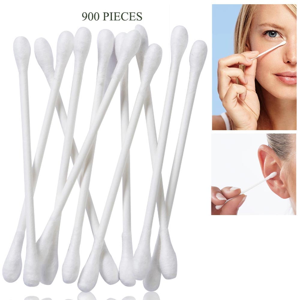 900 Ct Cotton Swabs Standard White Stick Double Tipped Applicator Q Tip ...