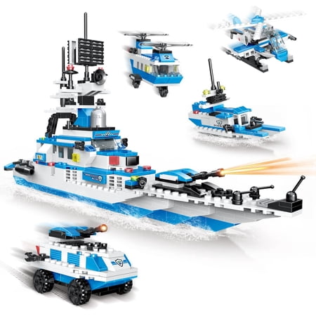 Assembled Police Ship Warship 865 PCS Building Block Toy Set, Military ...