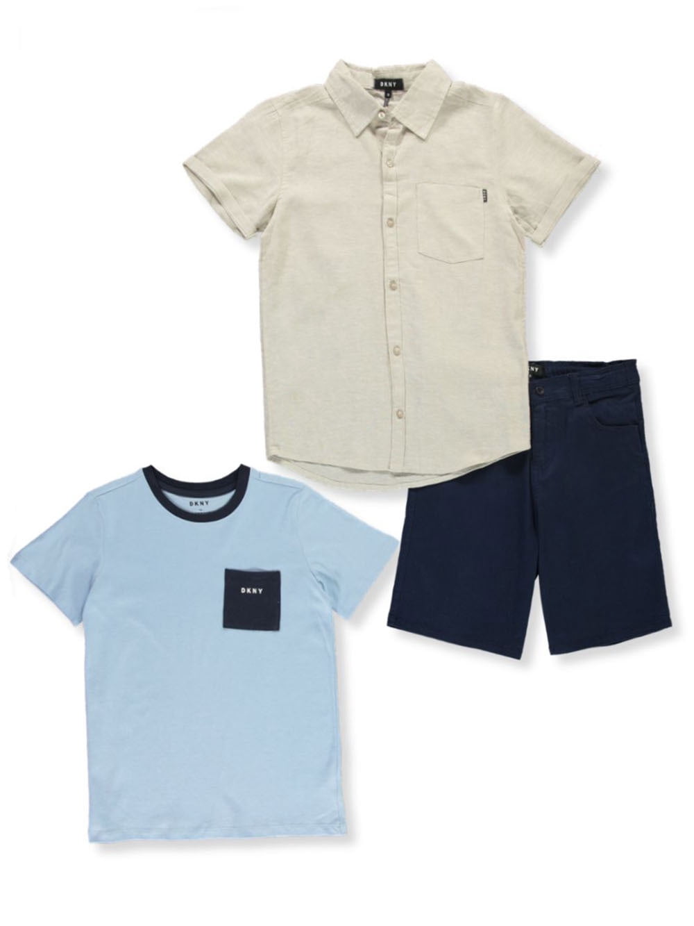 DKNY Baby Boys' Casual 3-Piece Shorts Set Outfit - khaki, 24 months ...
