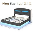 Kicode King Size Bed Frame with Storage Headboard LED Lights USB ...