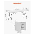 6ft Plastic Folding Table - Portable Picnic Utility Table with Handle ...