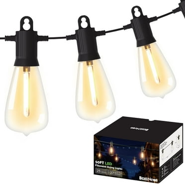 DAYBETTER G40 Outdoor String Lights, 200ft with 100 Edison Vintage ...