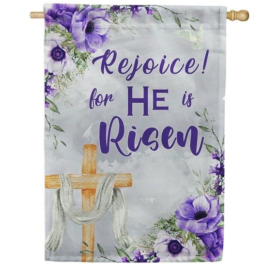 Easter Sunrise Religious House Flag Cross Doves Lilies 28" x 40 ...