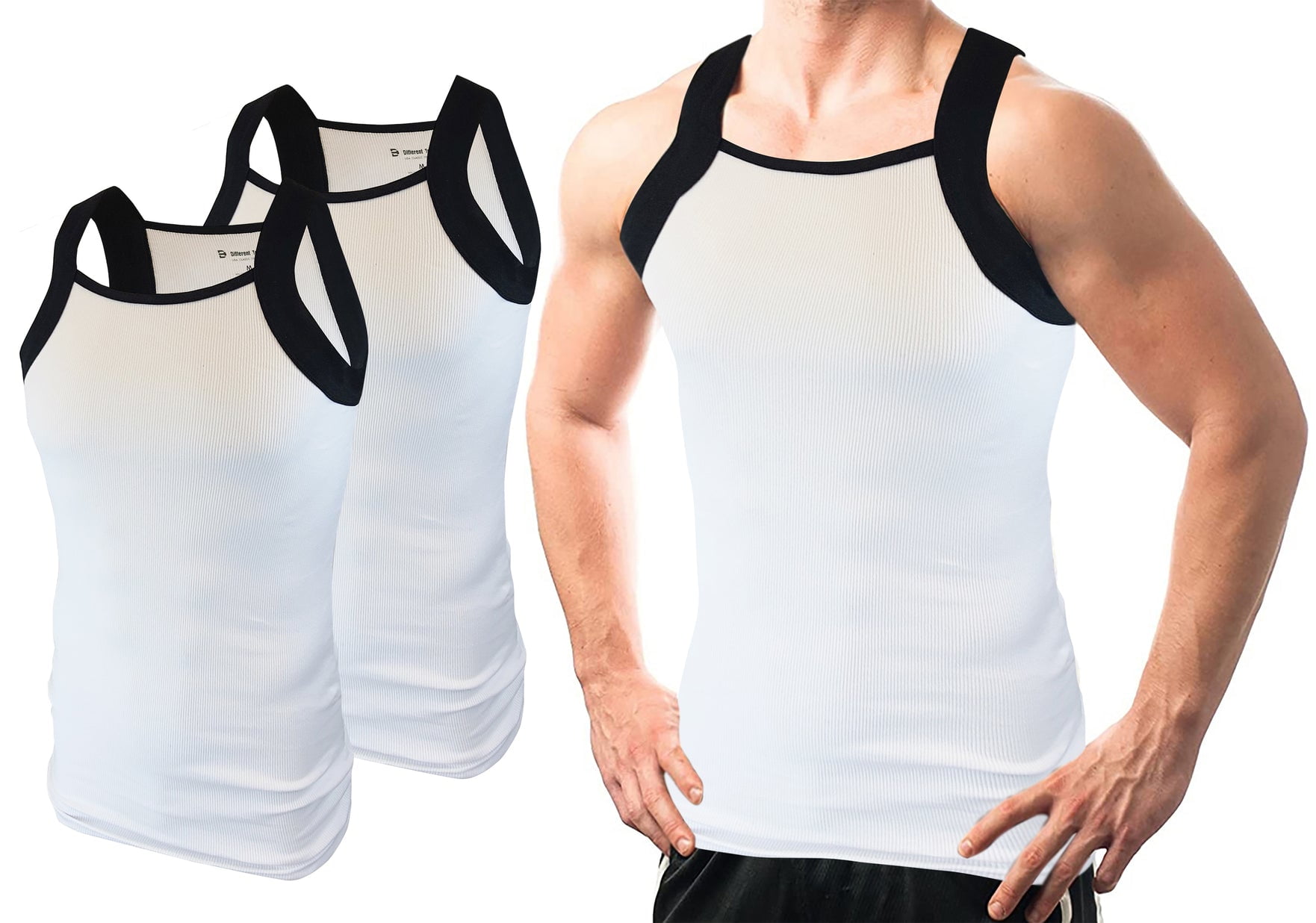 Different Touch 2 Pack Contrast Color G-Unit Tank Tops Muscle Rib Men ...