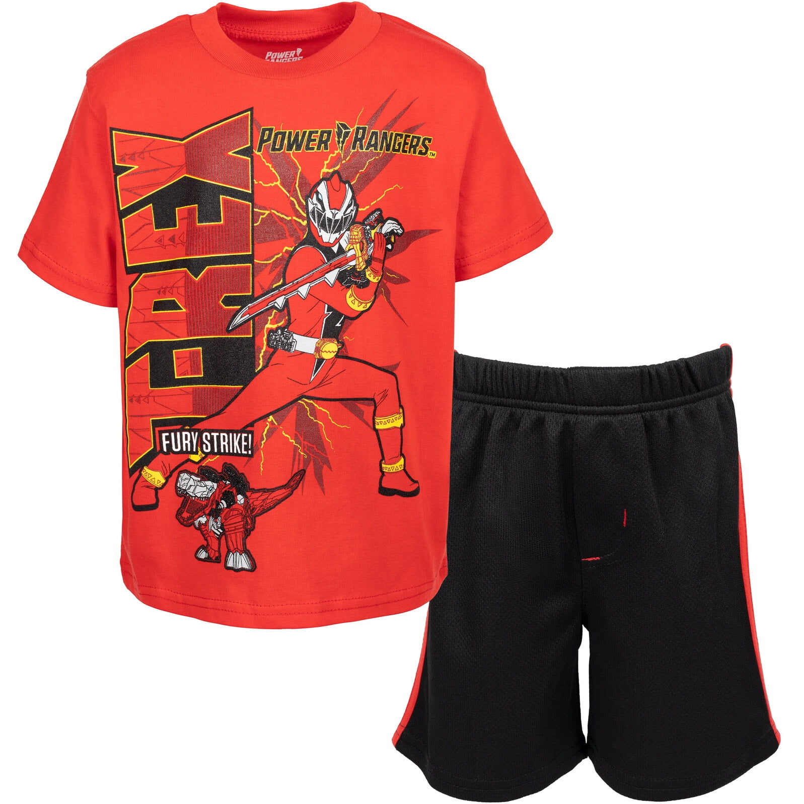 Power Rangers Little Boys T-Shirt and Mesh Shorts Outfit Set Toddler to ...
