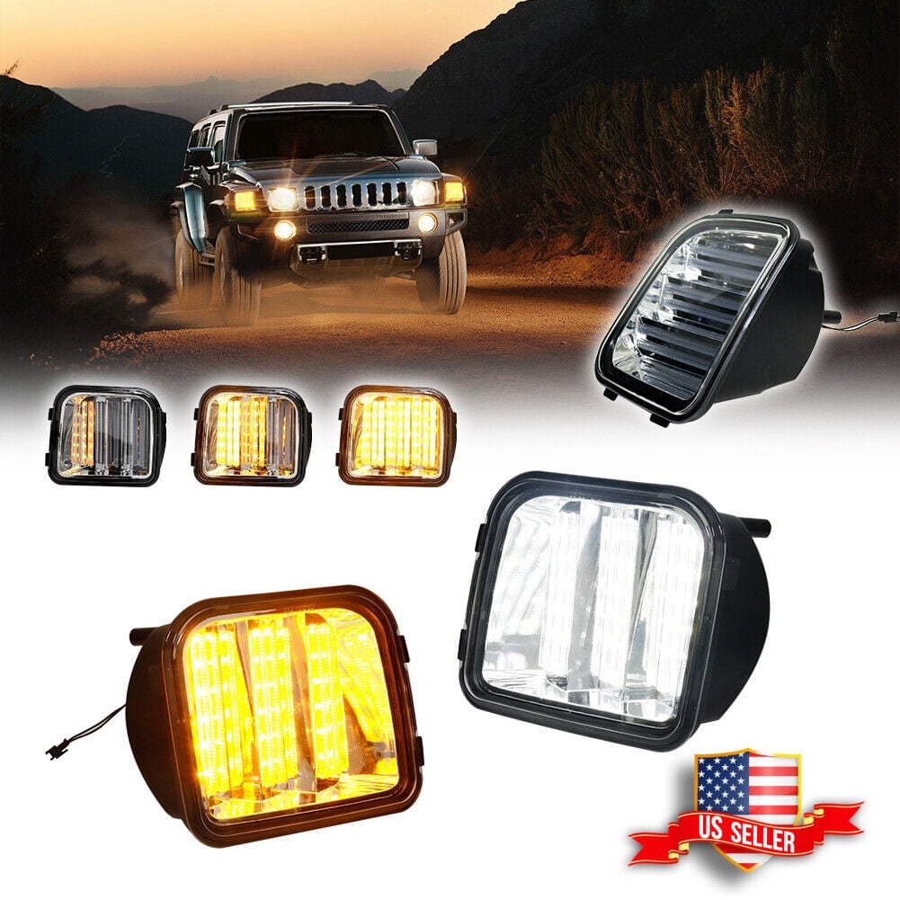GTINTHEBOX Sequential Switchback LED Clear Front Corner DRL Signal Lamp For 2006-2010 Hummer H3 ...