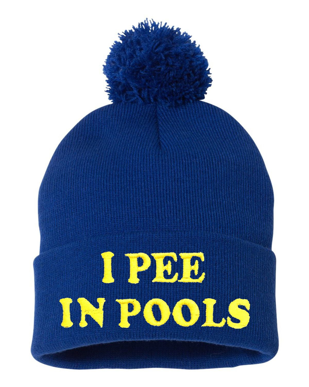 Adult I Pee In Pools Embroidered Knit Beanie Pom Cap - Walmart.com