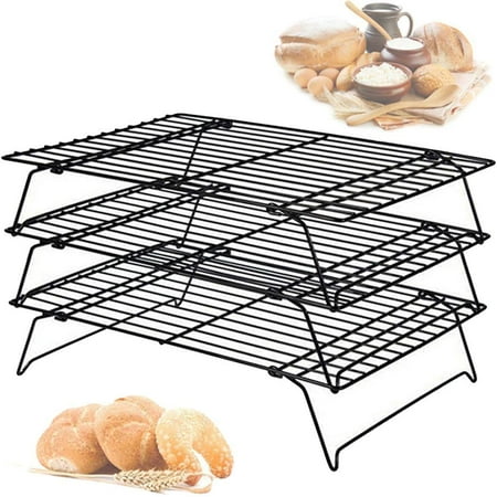 SHTUUYINGG 3-Tier Cooling Racks for Cookies, Cakes - Carbon Steel Non ...