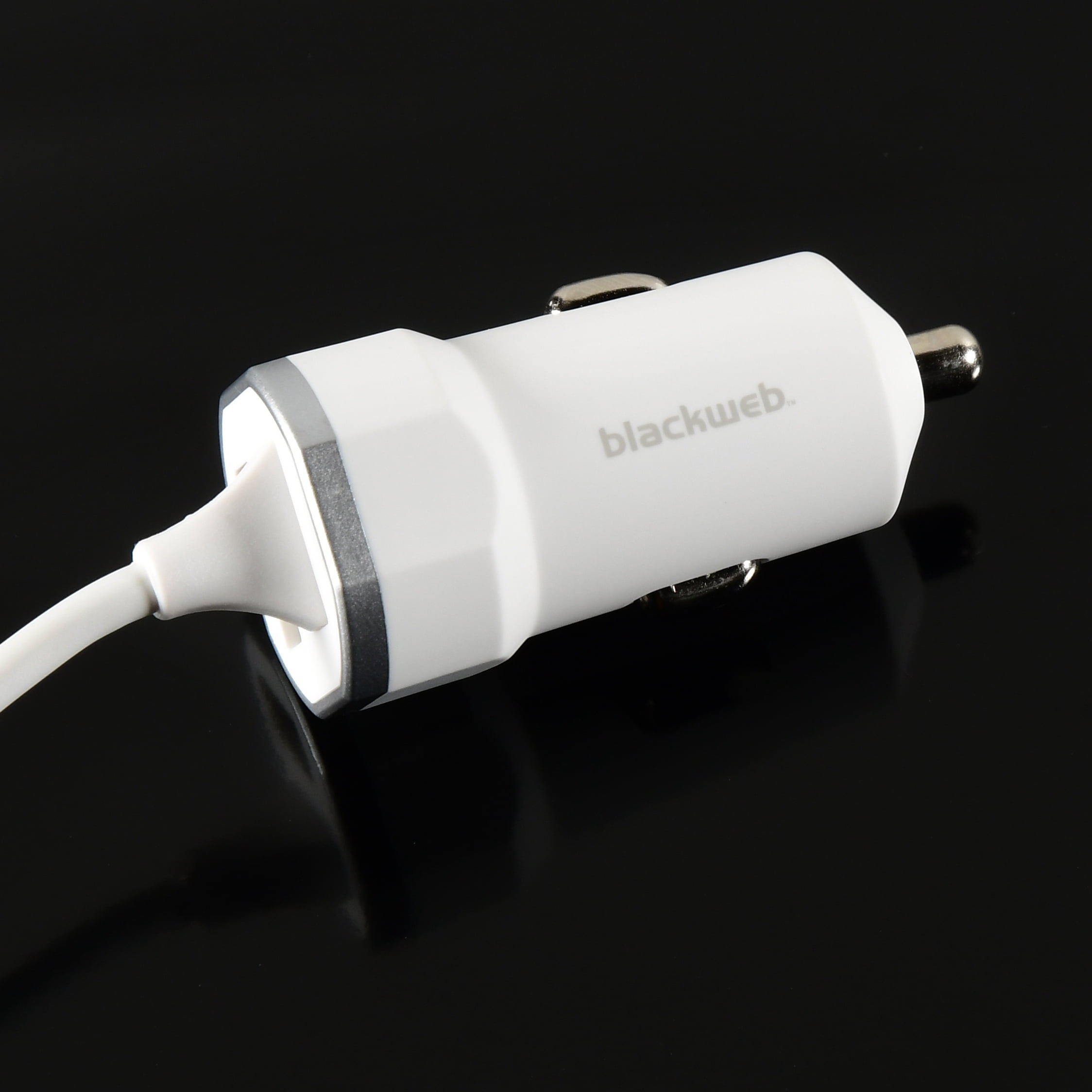 Blackweb Car Charger With Coiled Micro-Usb Cable, 3.1 Amp, White, 3 ...