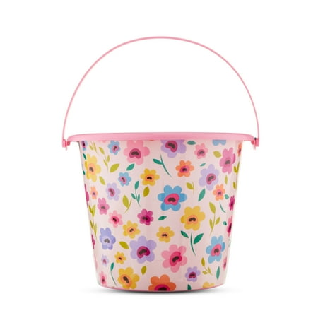 Easter Pink and White Flowers Plastic Pail, 14.17 in x 11.26 in, by Way ...