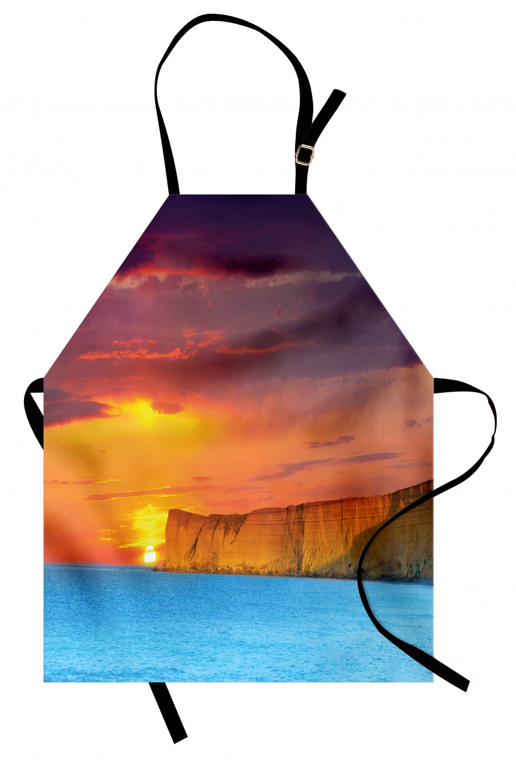 Ocean Apron Dramatic Sea Summer Sunset with Huge Cliff Vibrant Colors ...