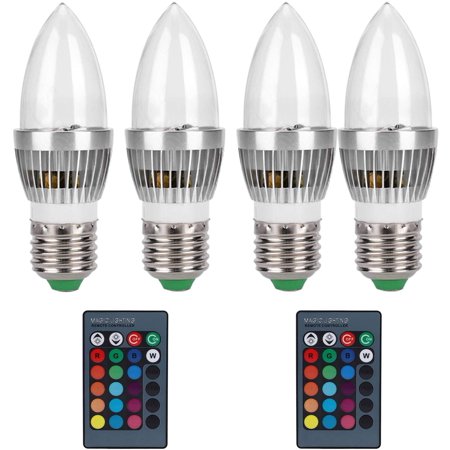 3W E27/E12 RGB Candle Lamp, Remote Control Lustaled Color Changing LED ...
