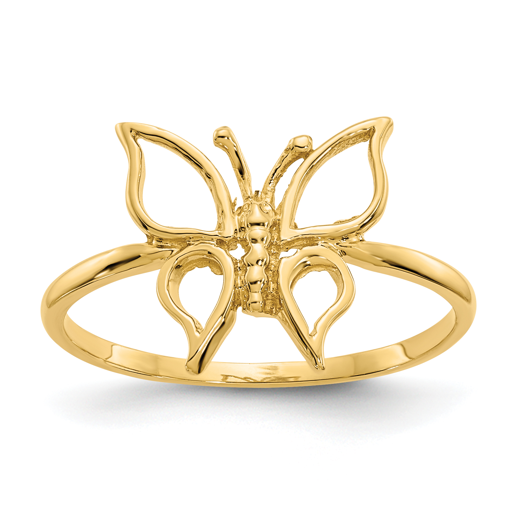 14k Yellow Gold Butterfly Band Ring Size 7.00 Fine Jewelry For Women ...