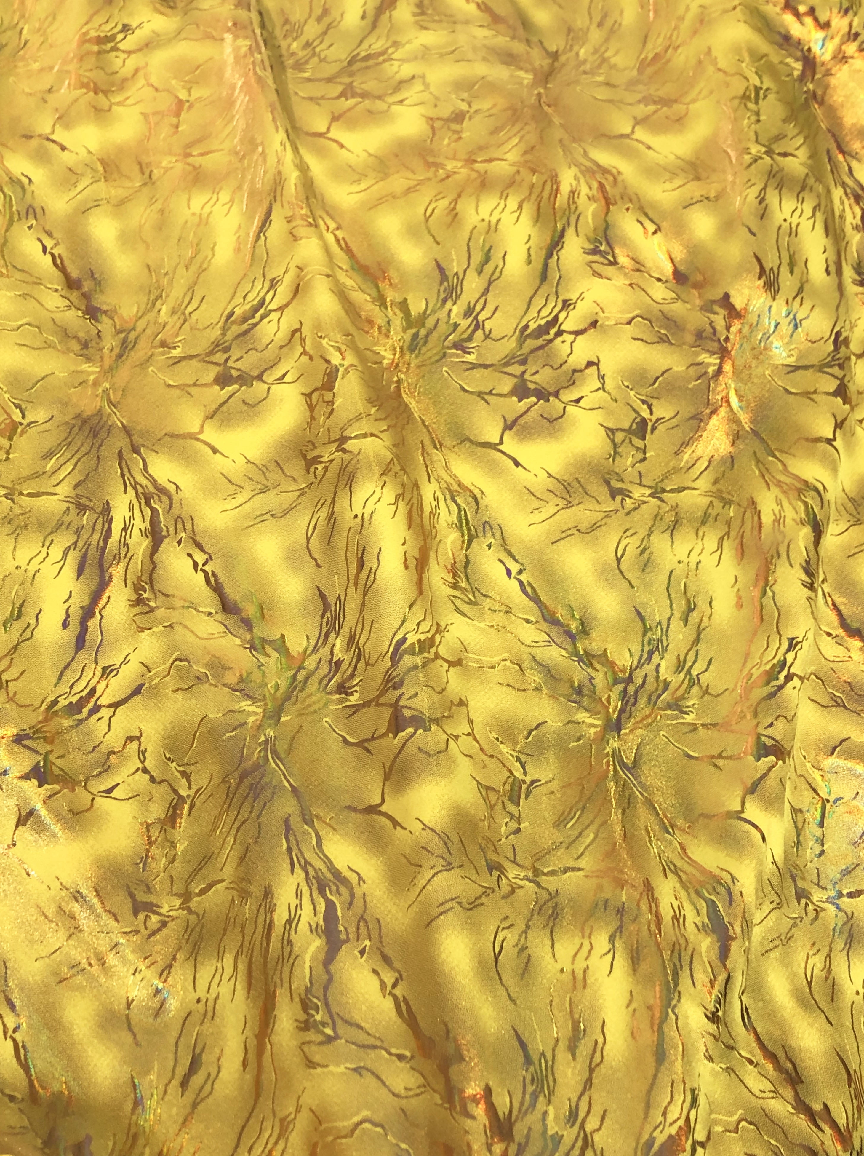 Holo Thunder Foil Print on Nylon Spandex Fabric by the Yard (Yellow ...
