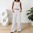 Atogsazn Womens Summer Two Piece Linen Clothes Set Casual Sleeveless ...