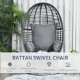 Outsunny Outdoor Wicker Egg Chair with Cushion, Lounge Chair Rattan 360 ...