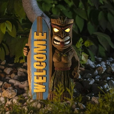 Darware Solar Garden Tiki Statues (Set of 3); Solar-Powered Hawaiian ...