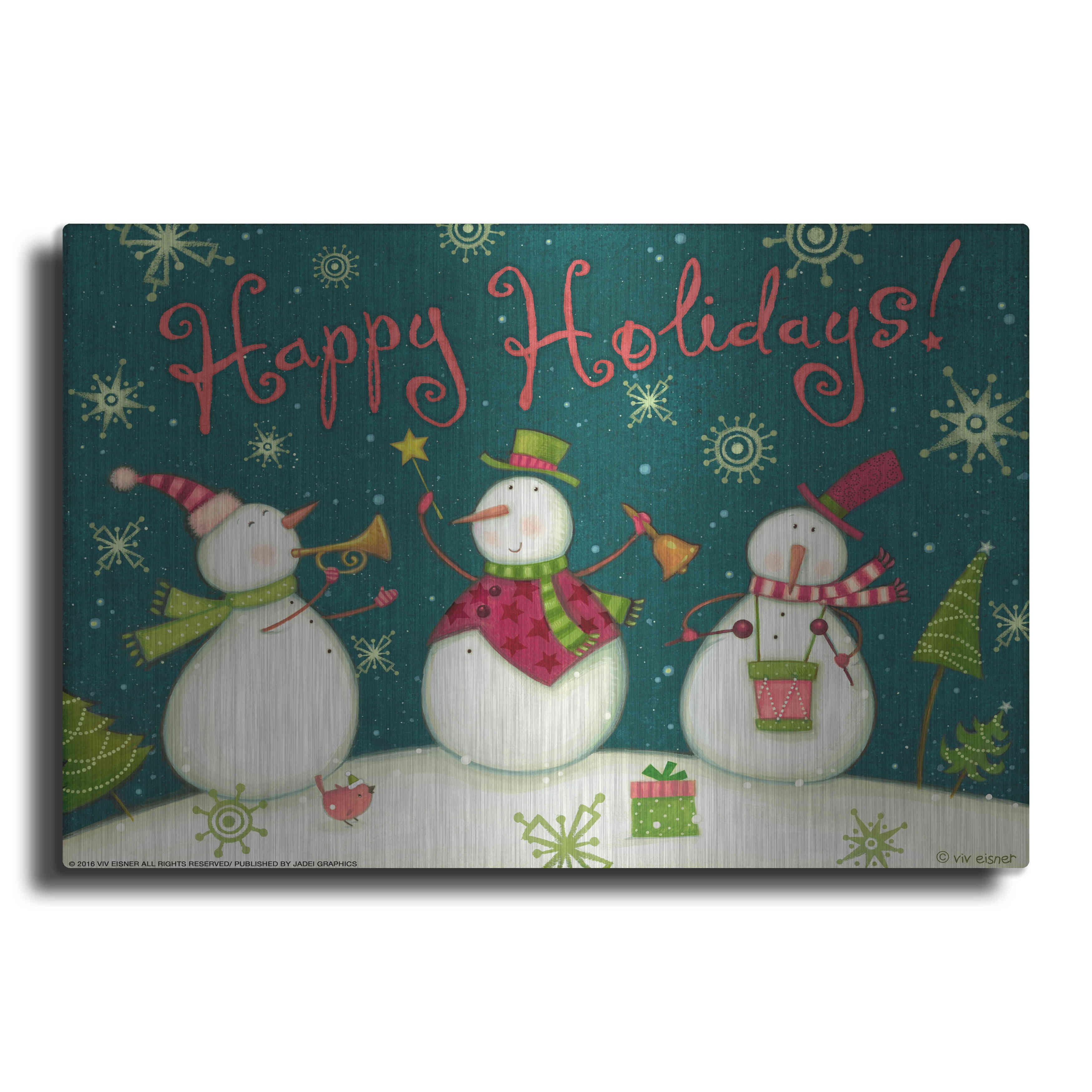 Luxe Metal Art 'Snowmen Trio 1 Nb' by Viv Eisner, Metal Wall Art, 36 ...